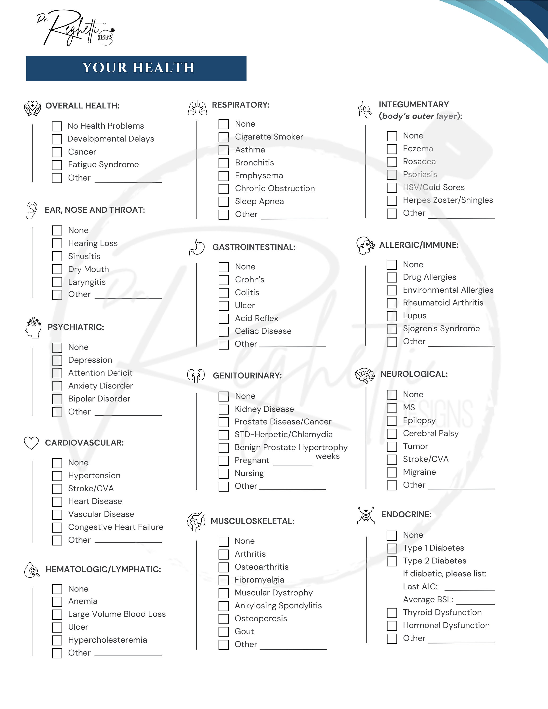 Comprehensive Intake Form for Optometrists - Etsy