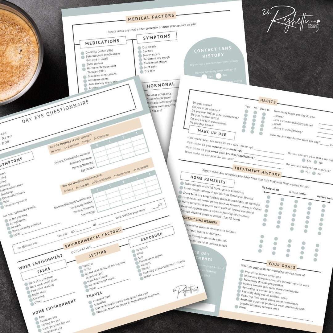 Dry Eye Patient Intake Form - Etsy