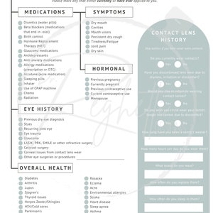 Dry Eye Patient Intake Form - Etsy