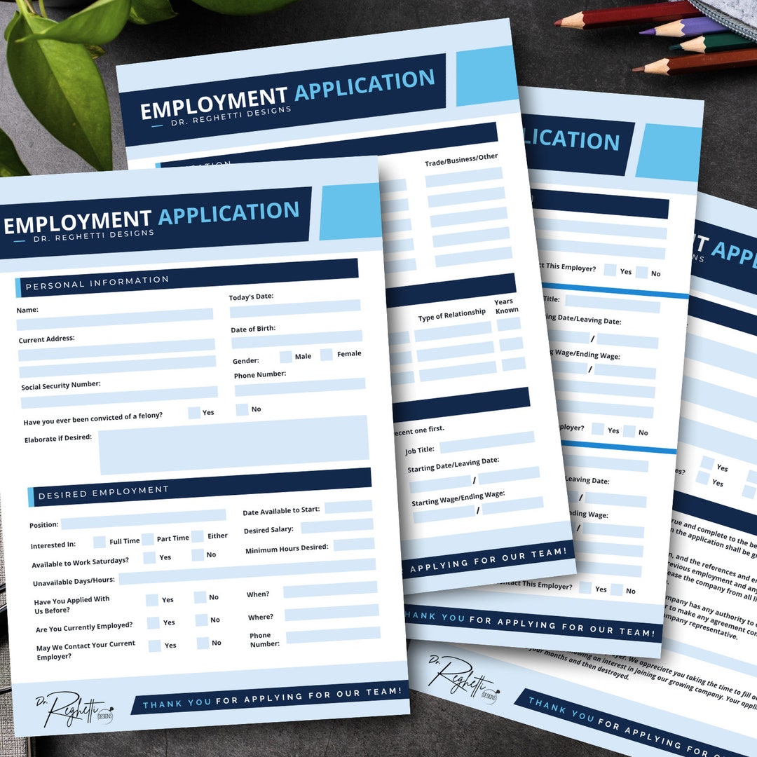 Optometry Office Employment Application - Etsy