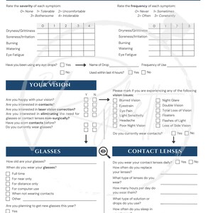 Comprehensive Intake Form for Optometrists - Etsy