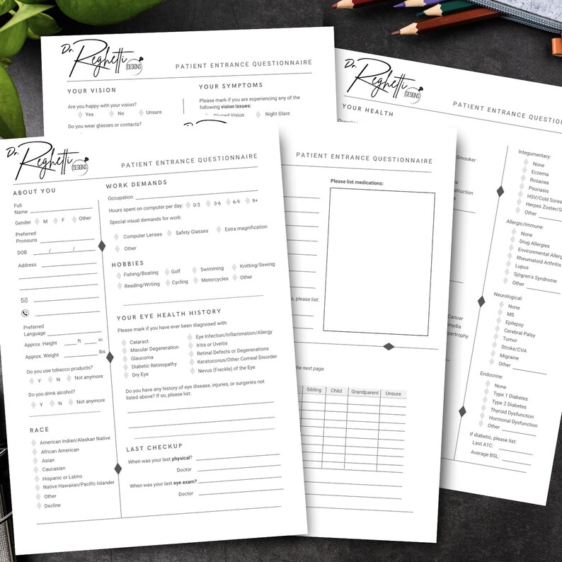 Modern Patient Health Questionnaire for Optometrists - Etsy