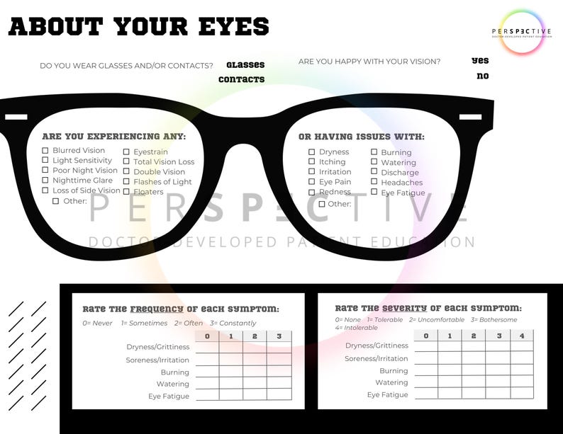Condensed Modern Intake Form for Optometrists - Etsy