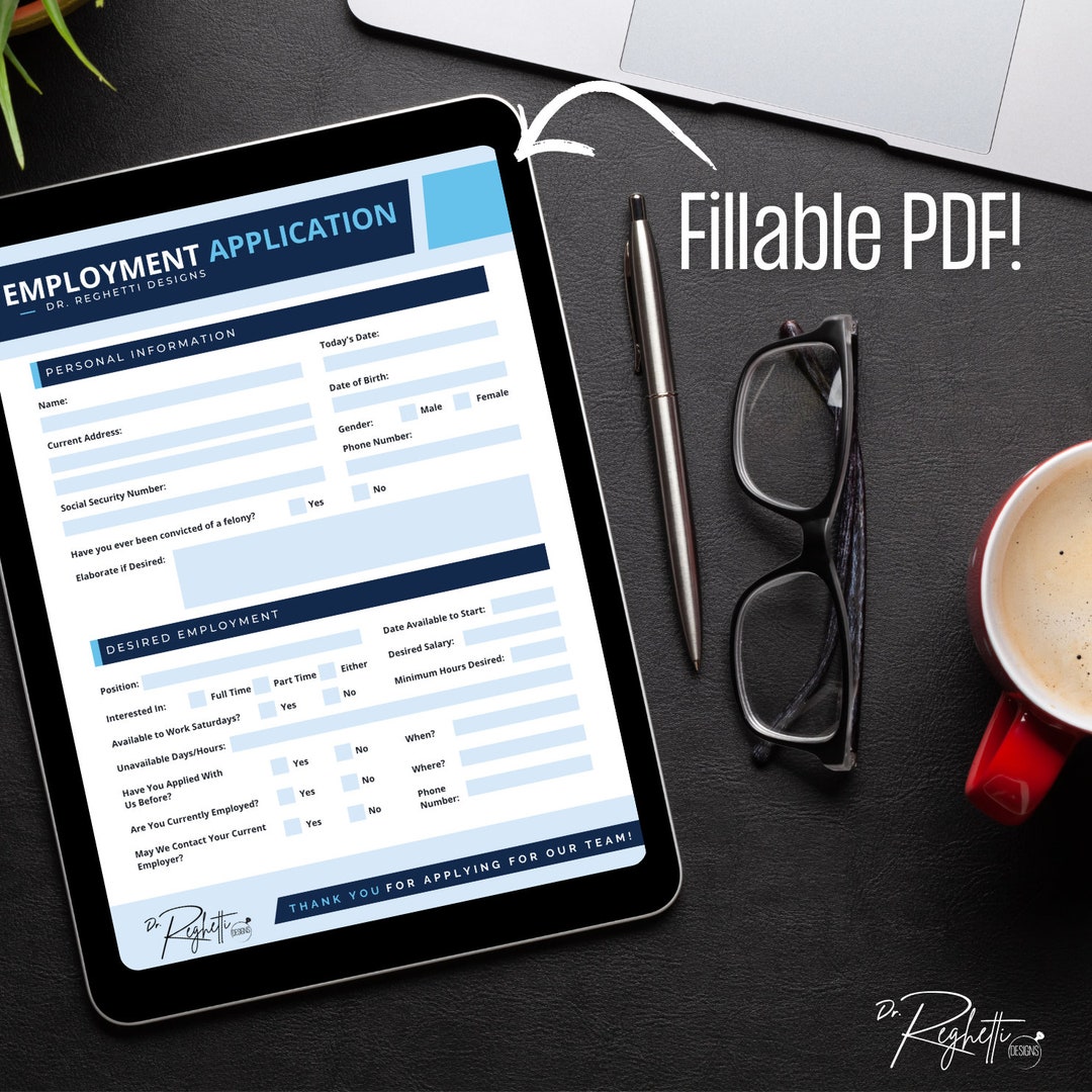 Fillable PDF Version of Optometry Office Employment Application - Etsy