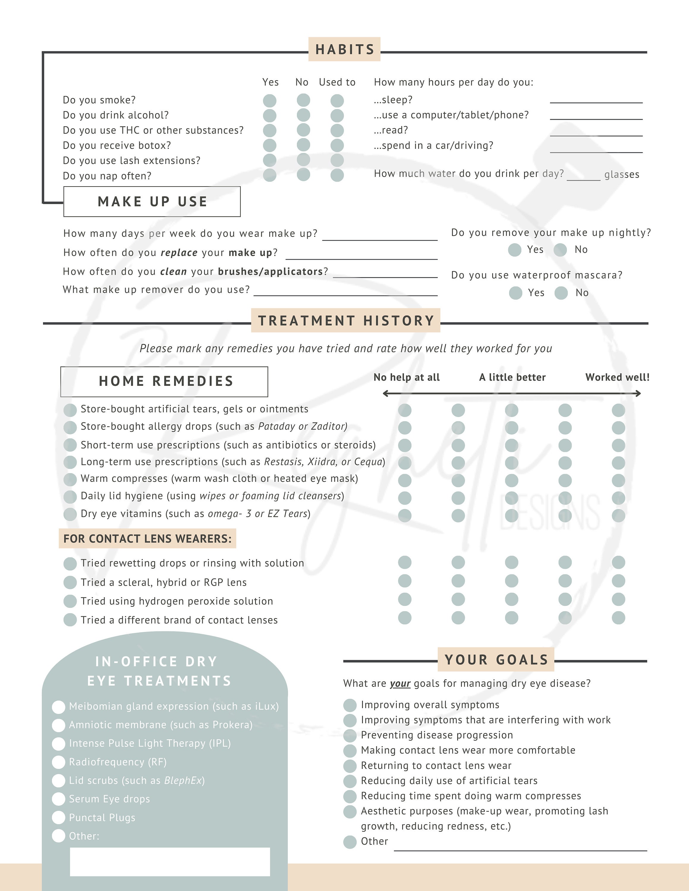 Dry Eye Patient Intake Form - Etsy