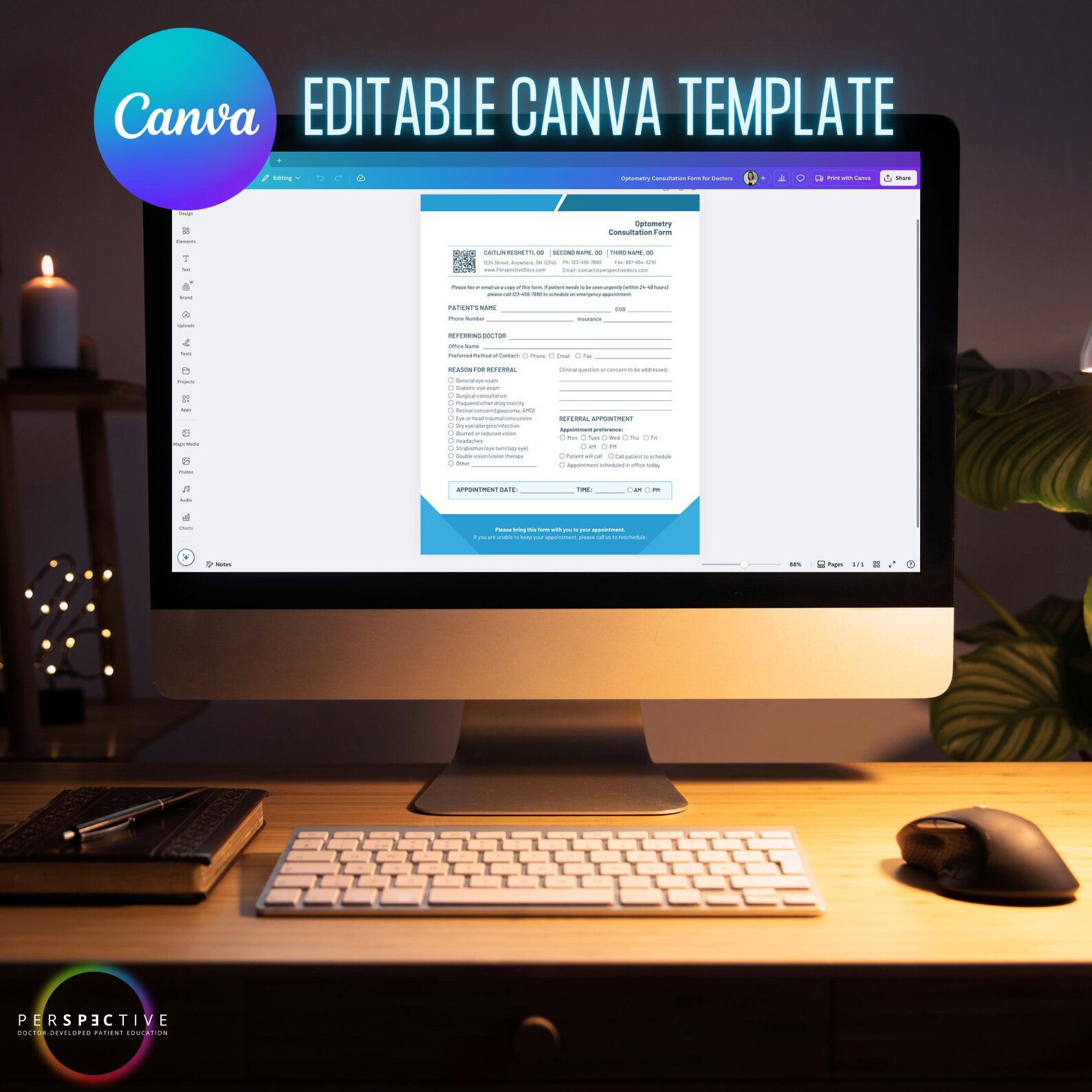 Editable Canva Template - Optometry Consultation Form for Doctors - Etsy