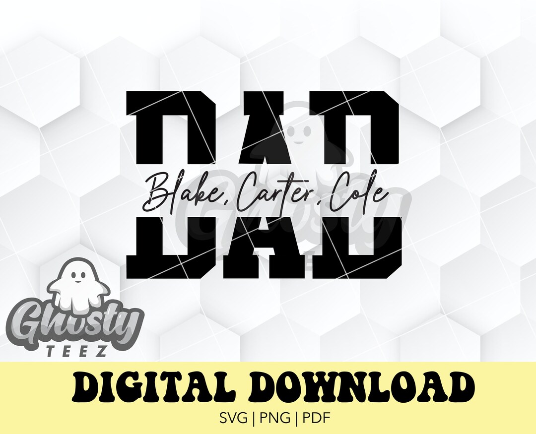 Personalized Dad With Kids Names Svg, Gift for Dad Png, Dad Svg, Custom ...