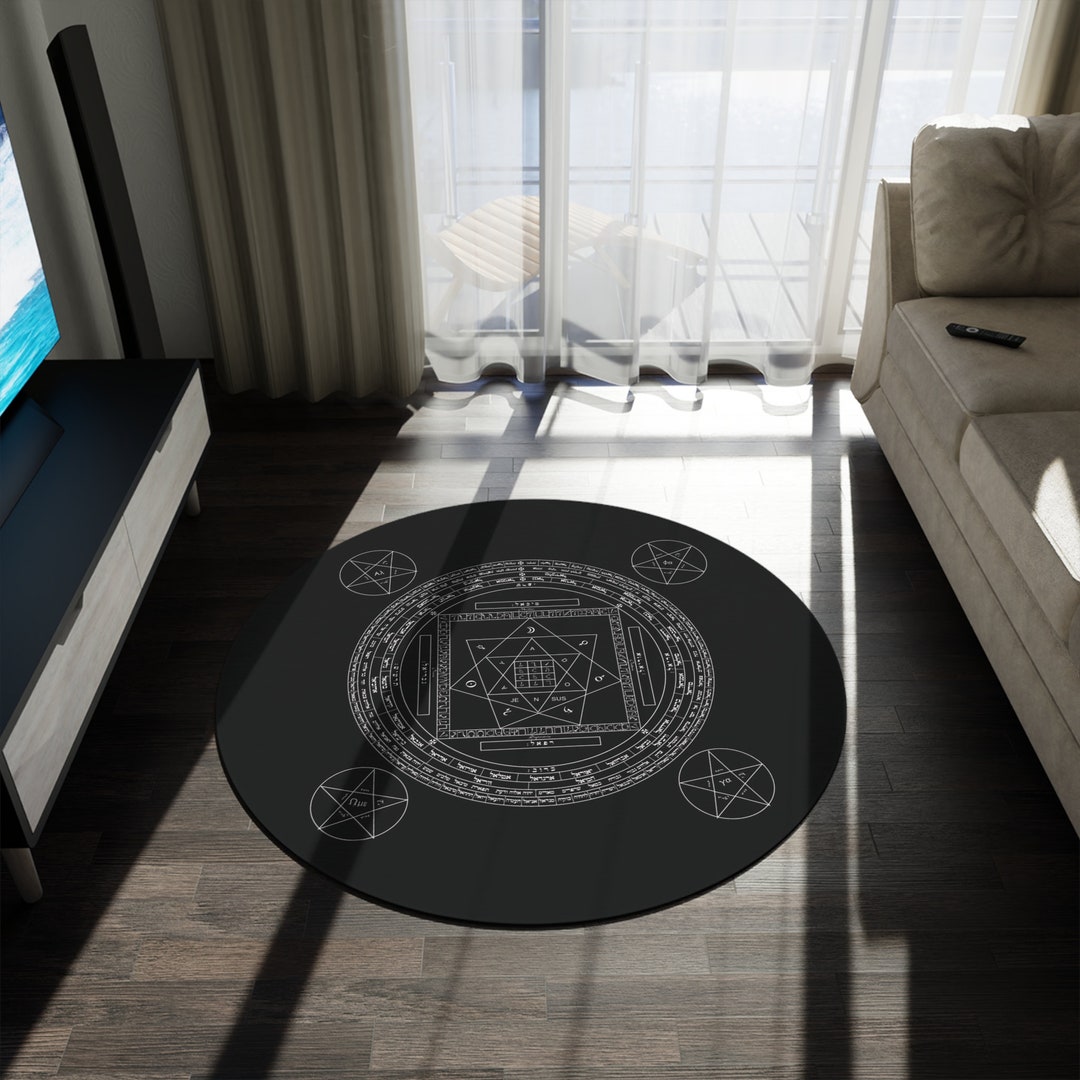 Enochian Magic Circle Rug - Magic Circle Round Carpet Hermetic ...