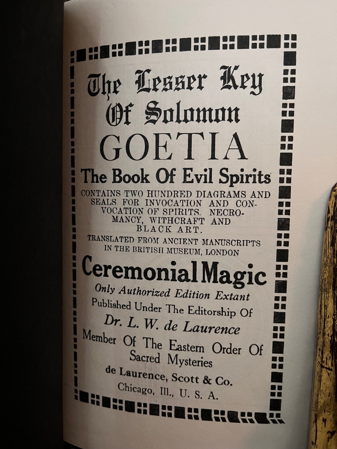 The Lesser Key of Solomon Goetia, by L.W. De Laurence Occult Facsimile ...