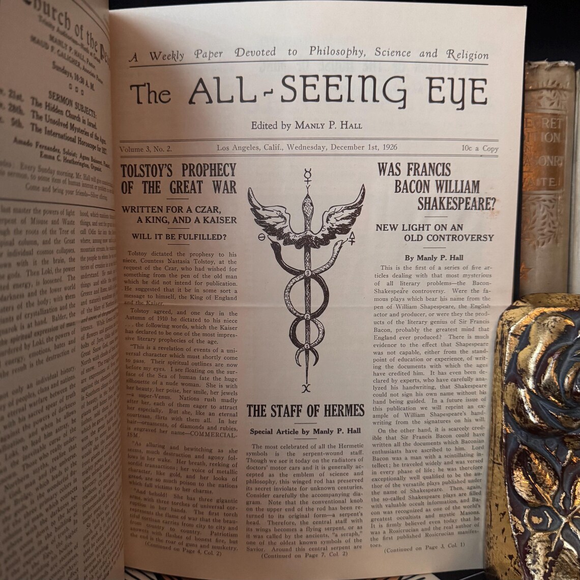 The All Seeing Eye, Manly P Hall Volume Lll 1926-1927 # 1 - 26 - Occult ...