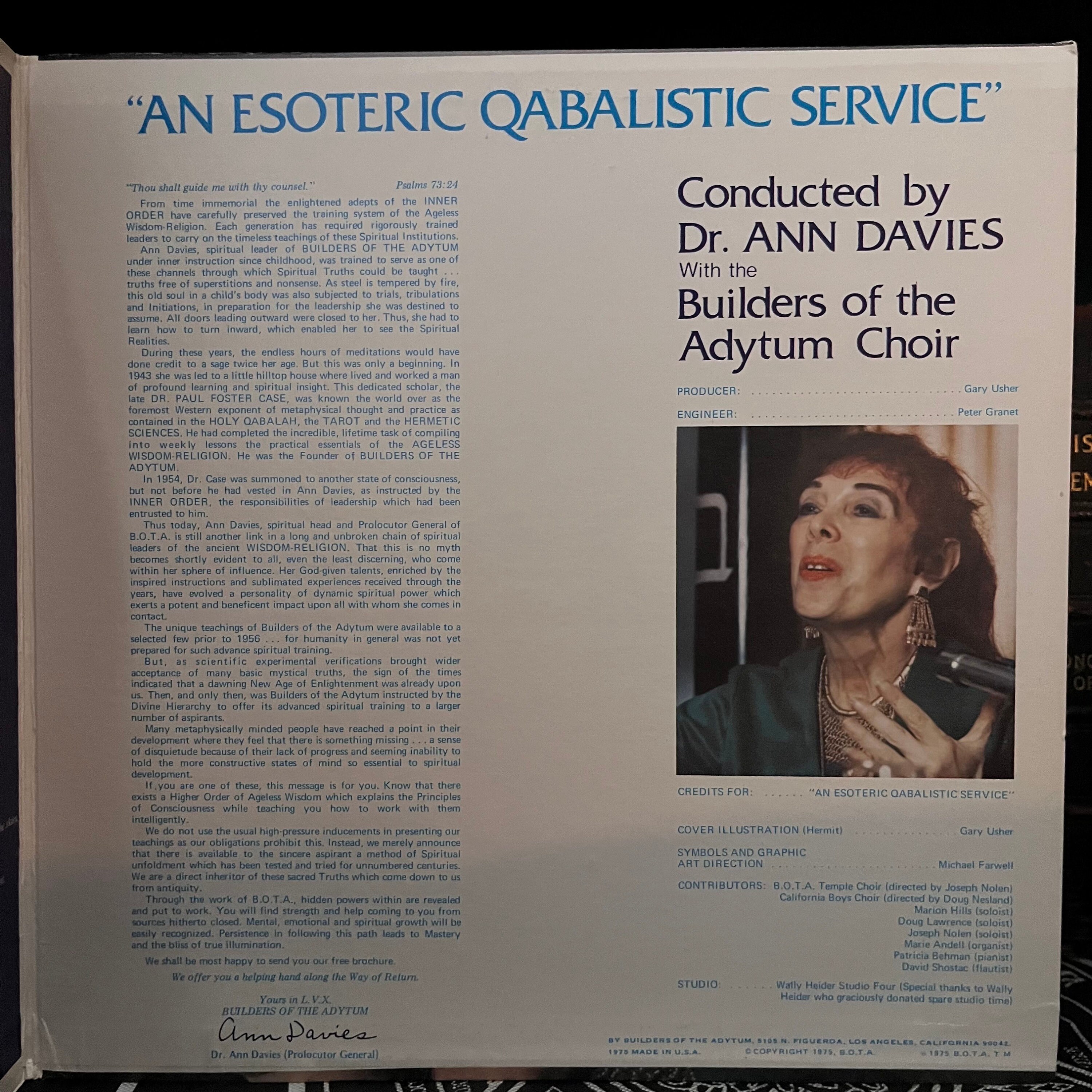 SCARCE QABALISTIC BOTA Vinyl an Esoteric Qabalistic Service - Rare ...