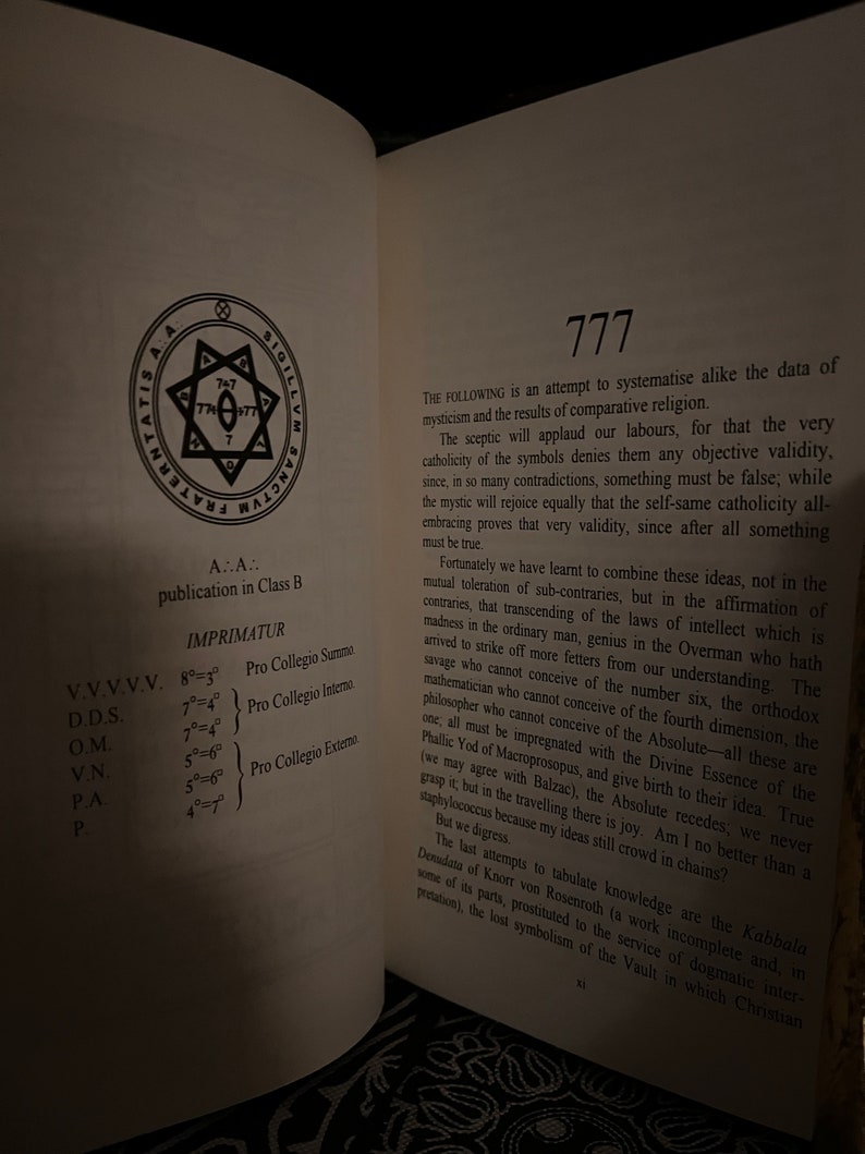 Liber 777, by Aliester Crowley Occult Facsimile, Black Magic, Enochian ...