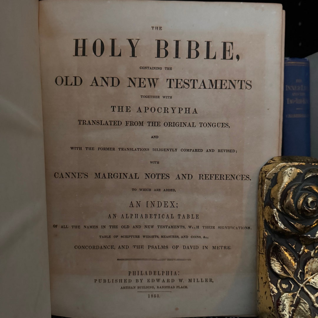 1800s HOLY BIBLE APOCRYPHA Old Testament Old Illustrated Leatherbound ...