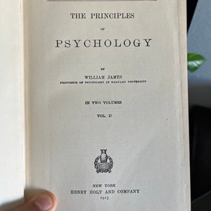 The Principles of Psychology Vol. 1&2, by William James -**rare Find ...