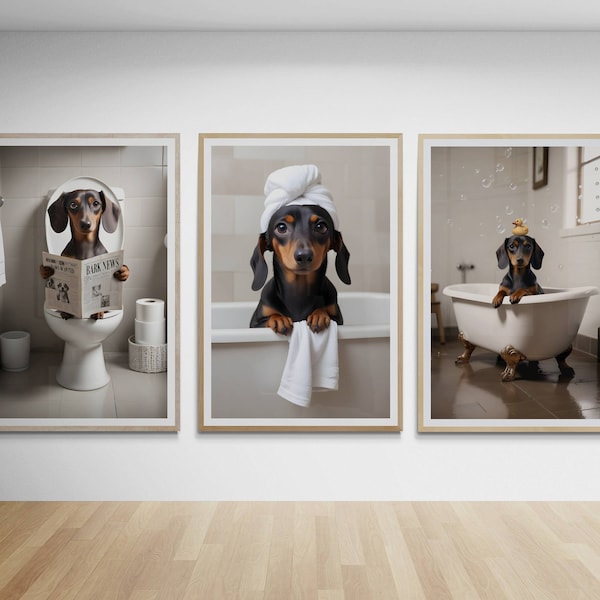 Funny Bathroom Art Weiner Dog - Etsy