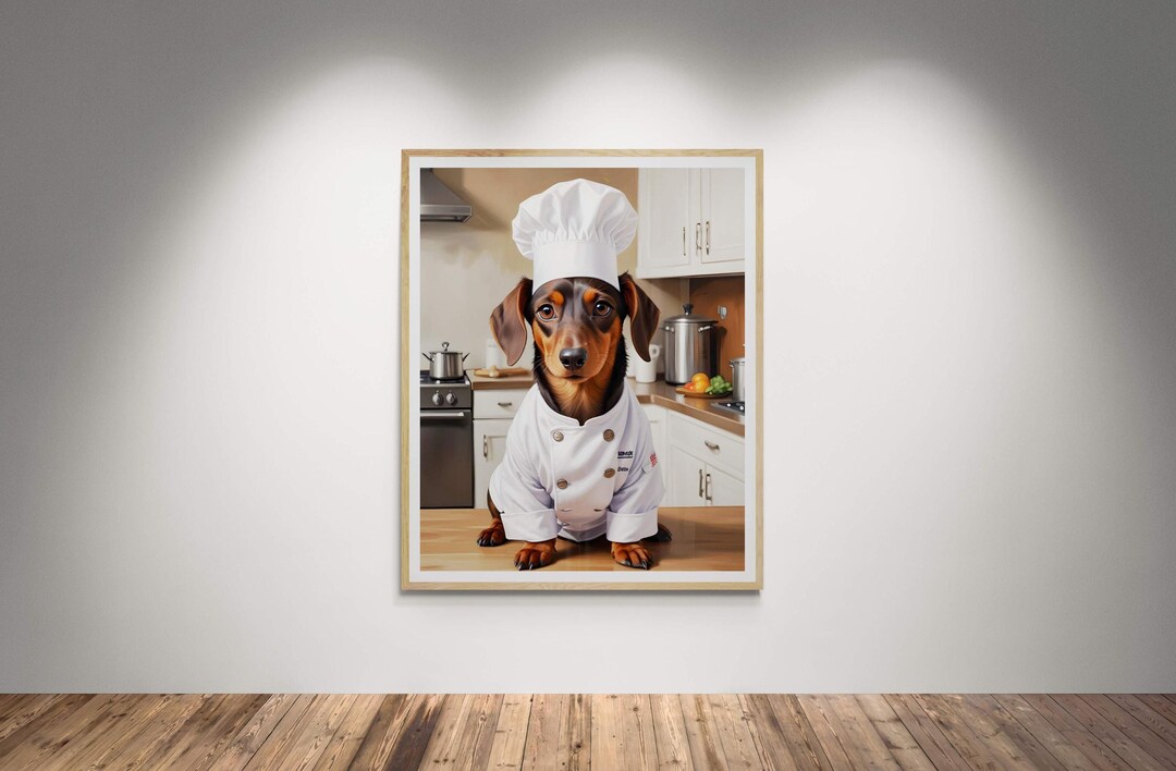 Dachshund Chef Wall Art, Dachshund Dog Art for Kitchen, Funny Dog ...