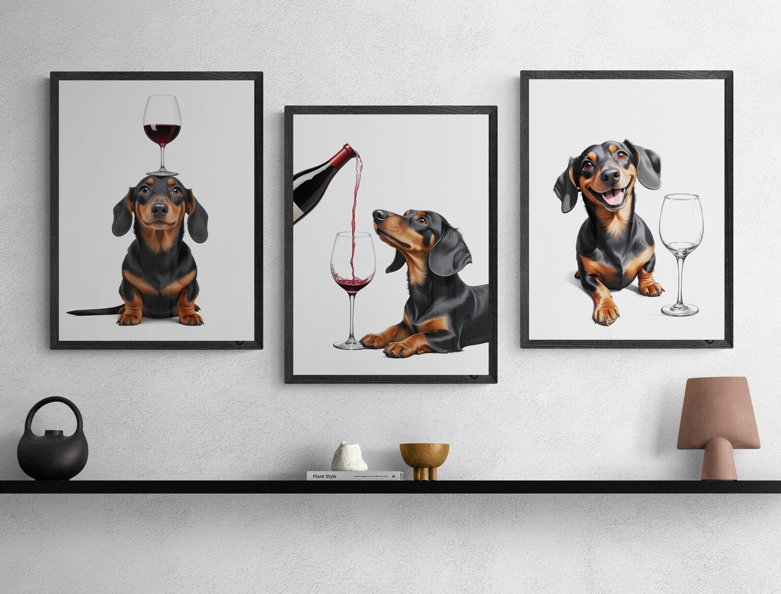 Dachshund Wall Art | Weiner Dog Wine Series of 3 Prints | Wall Art ...