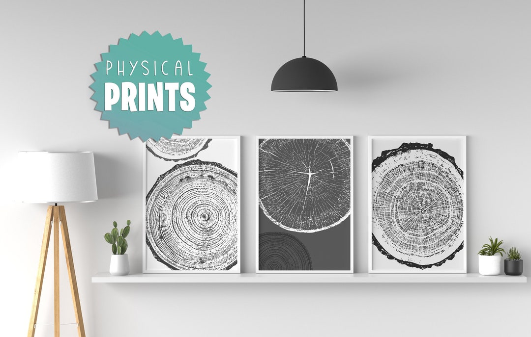 Tree Ring Art Set of 3, Forest Art, Tree Stump Art Prints, Nordic Wall ...