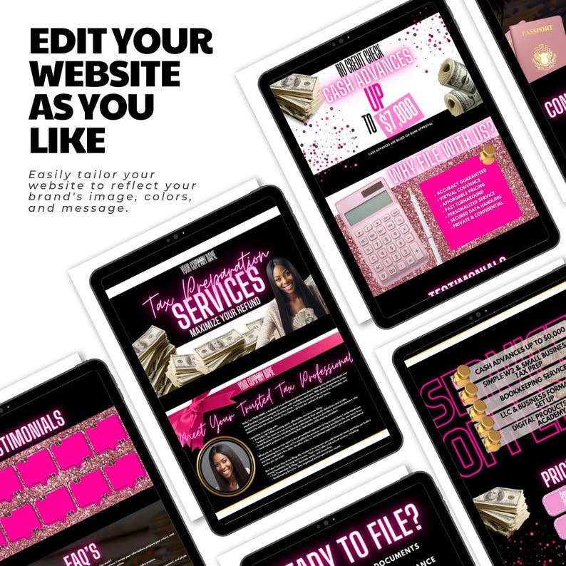 Tax Website Template: DIY Tax Preparation Banners (canva Editable) - Etsy
