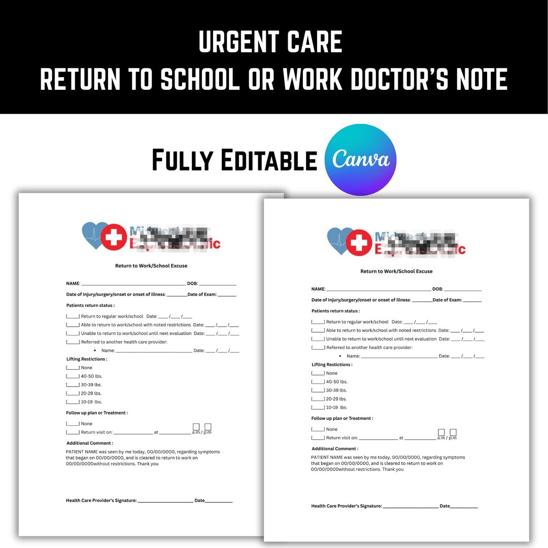 Modelo editável de atestado médico de pronto atendimento ou de trabalho ...