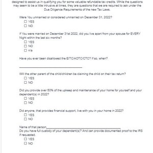 Taxpayer Questionnaire: Client In-take Onboarding Forms (editable ...