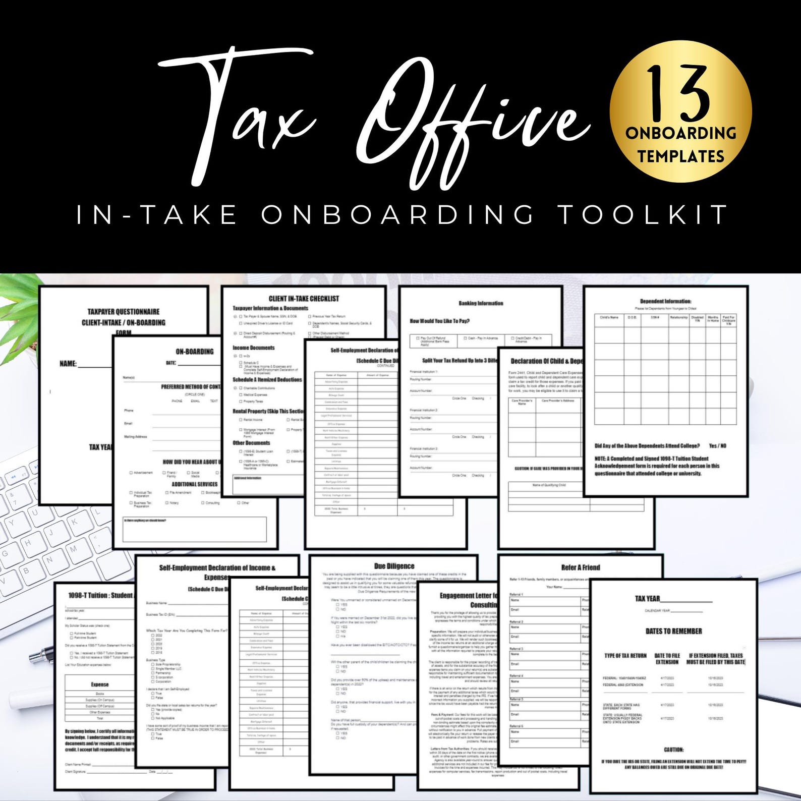Taxpayer Questionnaire: Client In-take Onboarding Forms (editable ...