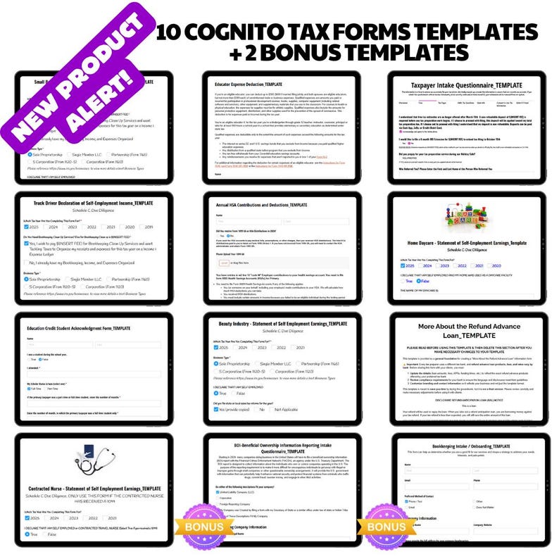 Tax Preparation Client Intake Forms Bundle (editable in Cognito Forms ...