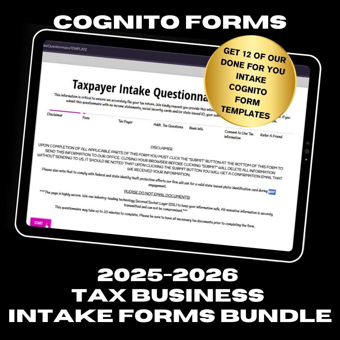 Tax Preparation Client Intake Forms Bundle (editable in Cognito Forms ...