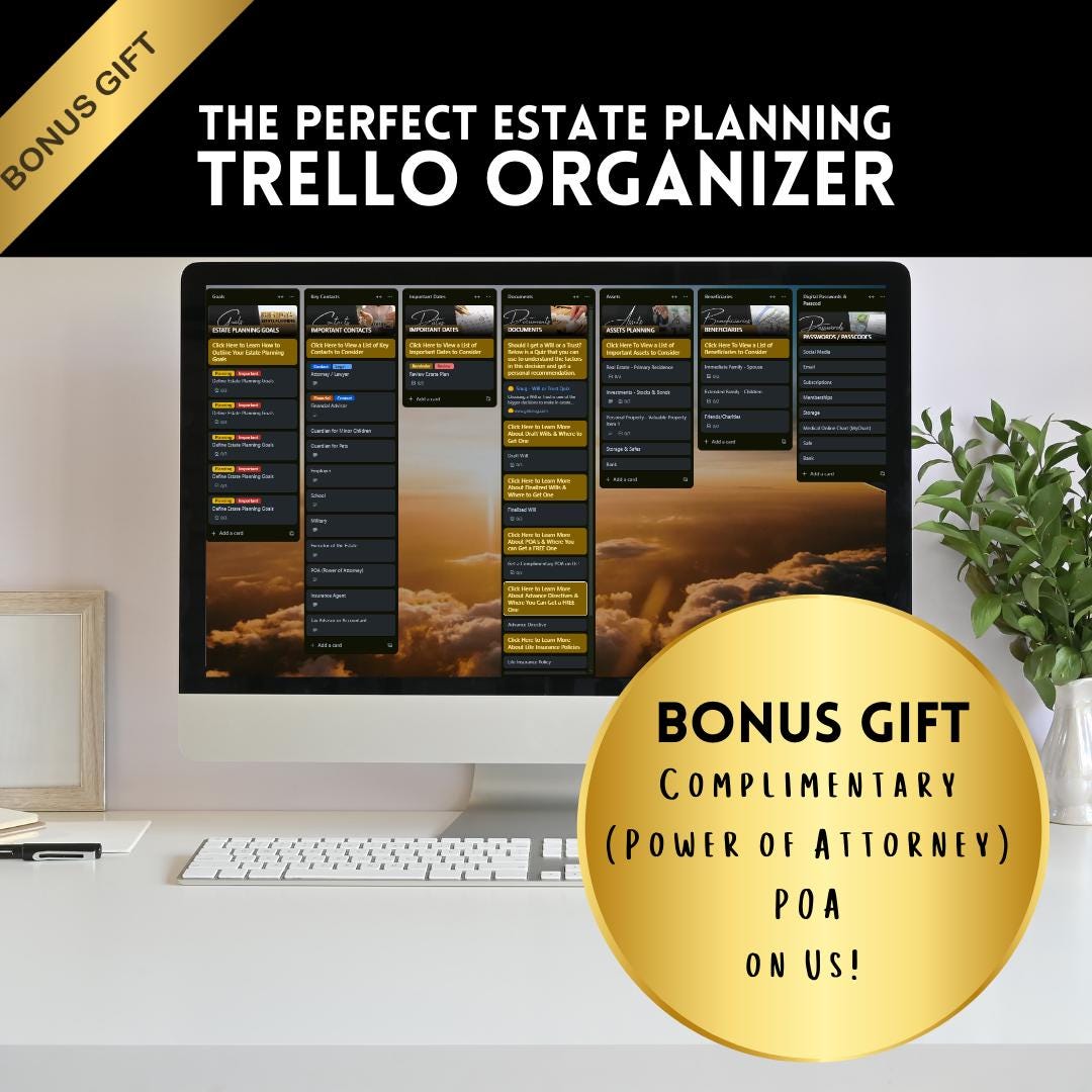 Estate Planning Organizer - Trello Board Tool for Simplified Estate ...