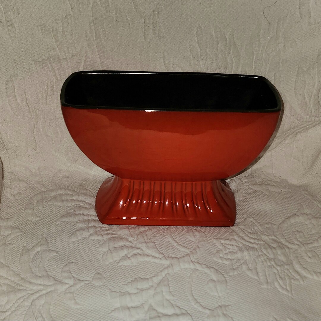 Vintage Frankoma Planter Flame Red Glaze - Etsy