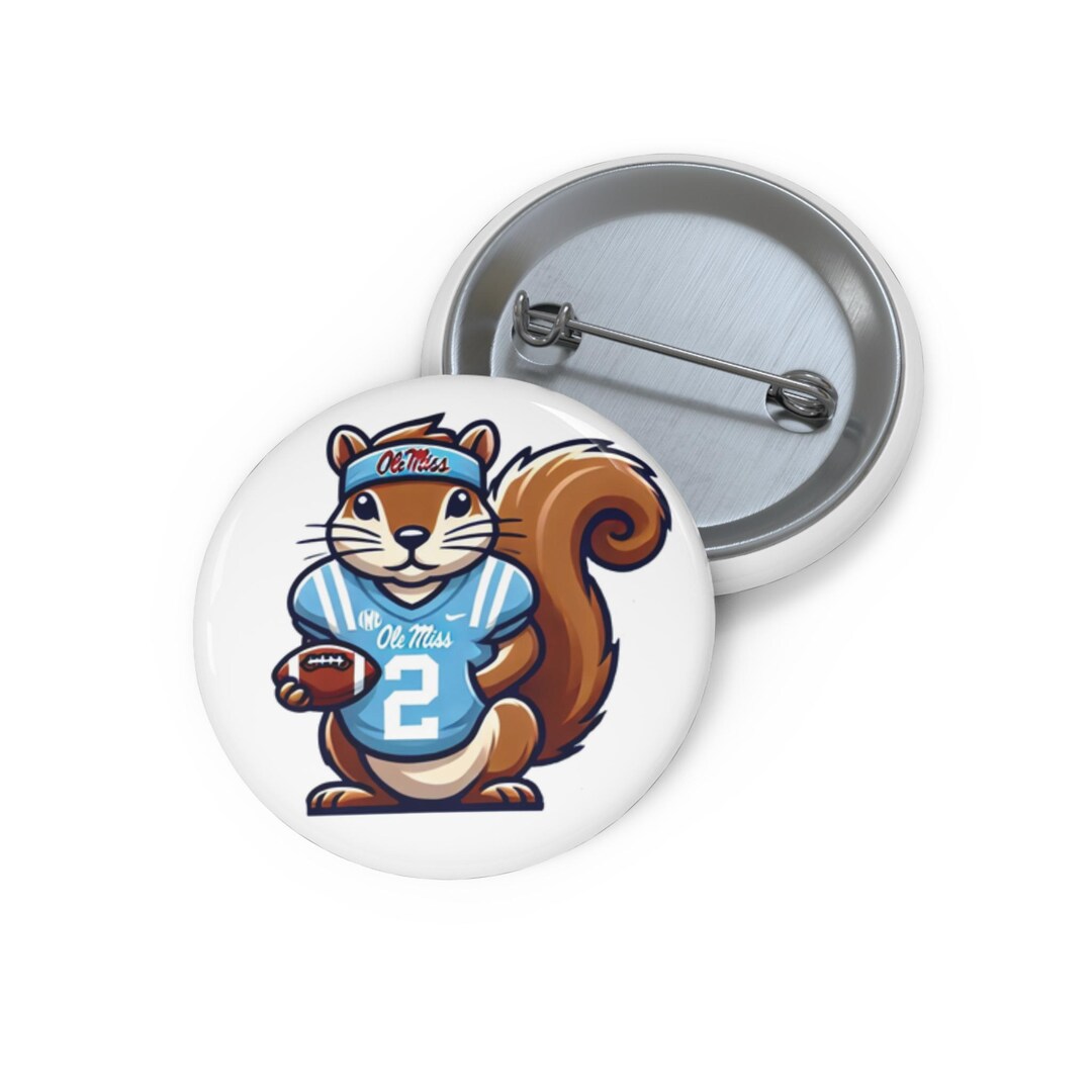 Squirrel Pin Buttons, Ole Miss Football Field Mascot Design, Custom ...