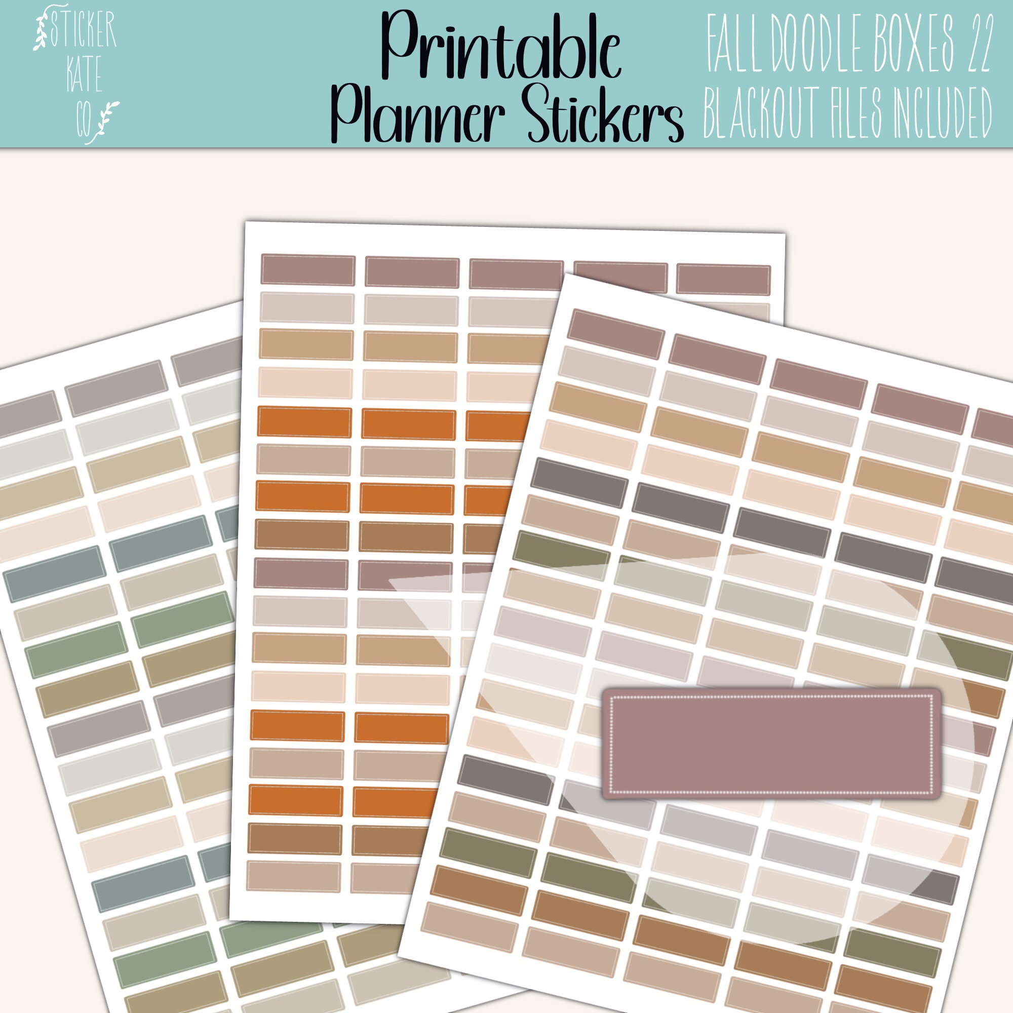 Fall Doodle Boxes, Digital, Printable, Planner Stickers - Etsy