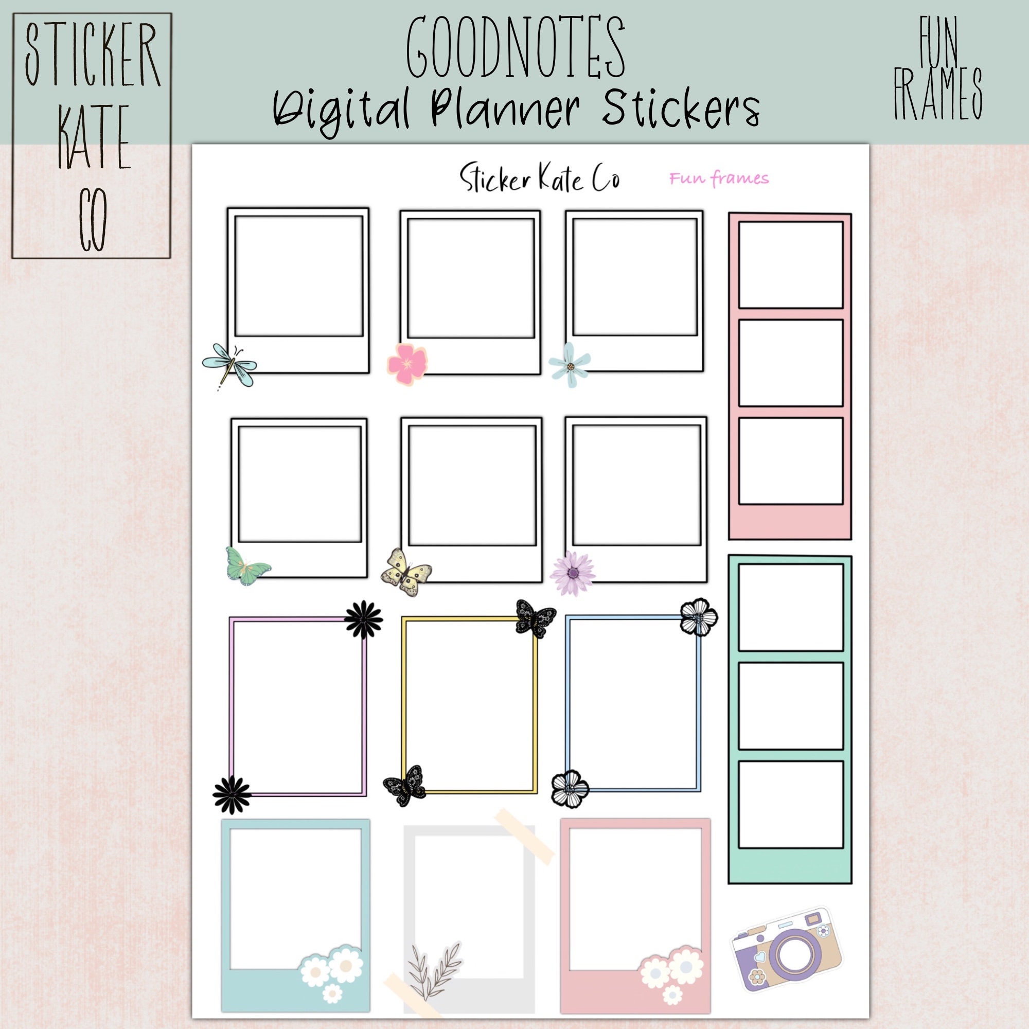 Digital Stickers for Goodnotes Sticker Png Picture Frame Stickers for ...