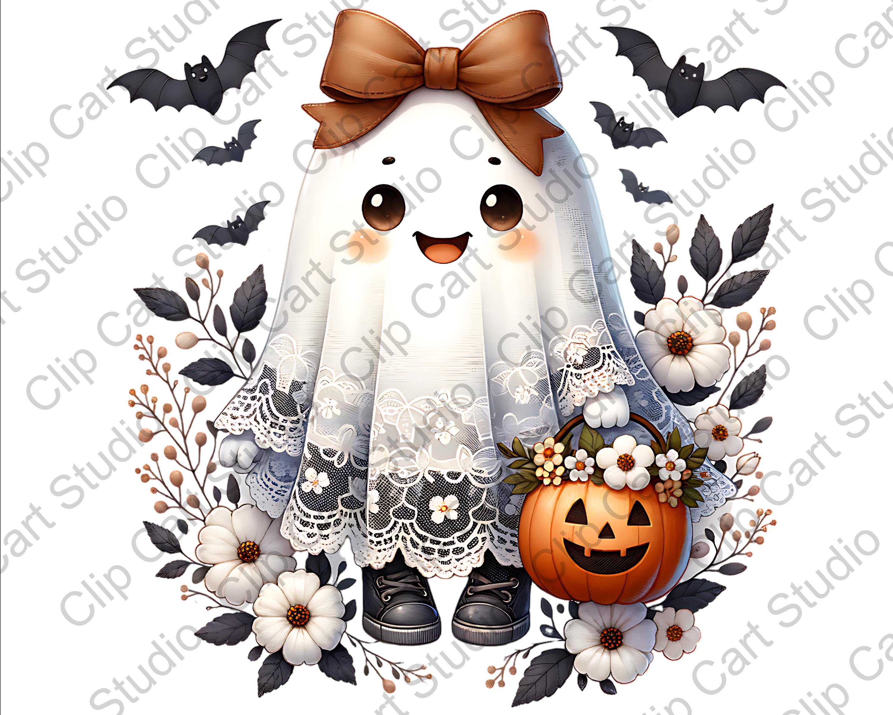 Cute Halloween Kawaii Ghost PNG, Digital Graphic for Sublimation ...