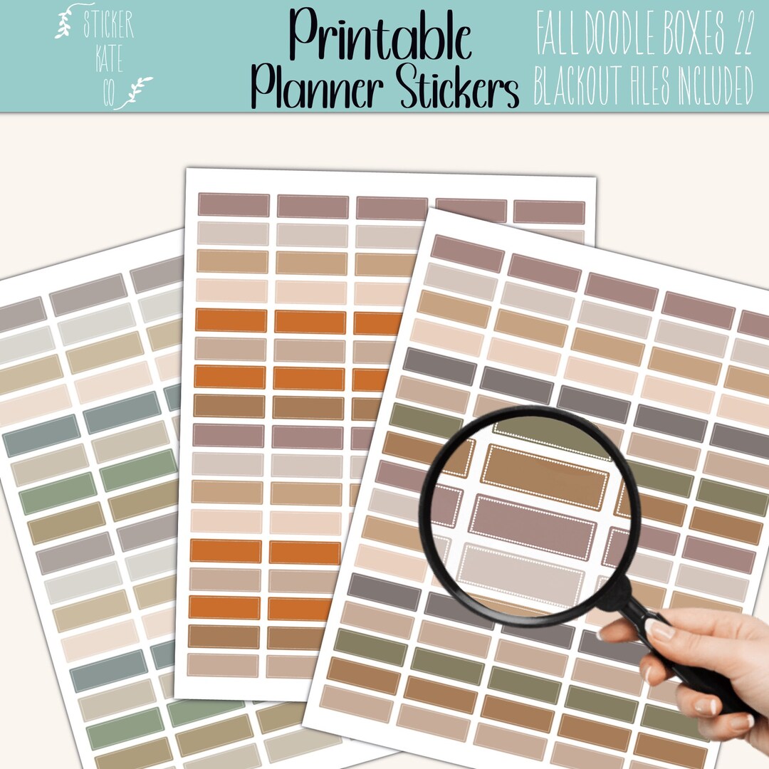 Fall Doodle Boxes, Digital, Printable, Planner Stickers - Etsy