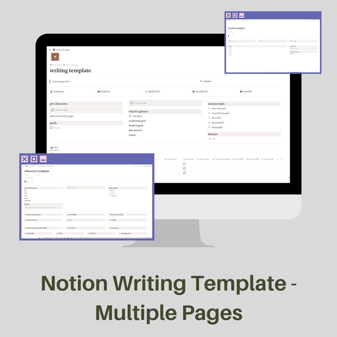 Notion Template for Creative Writers and Novelists - Etsy
