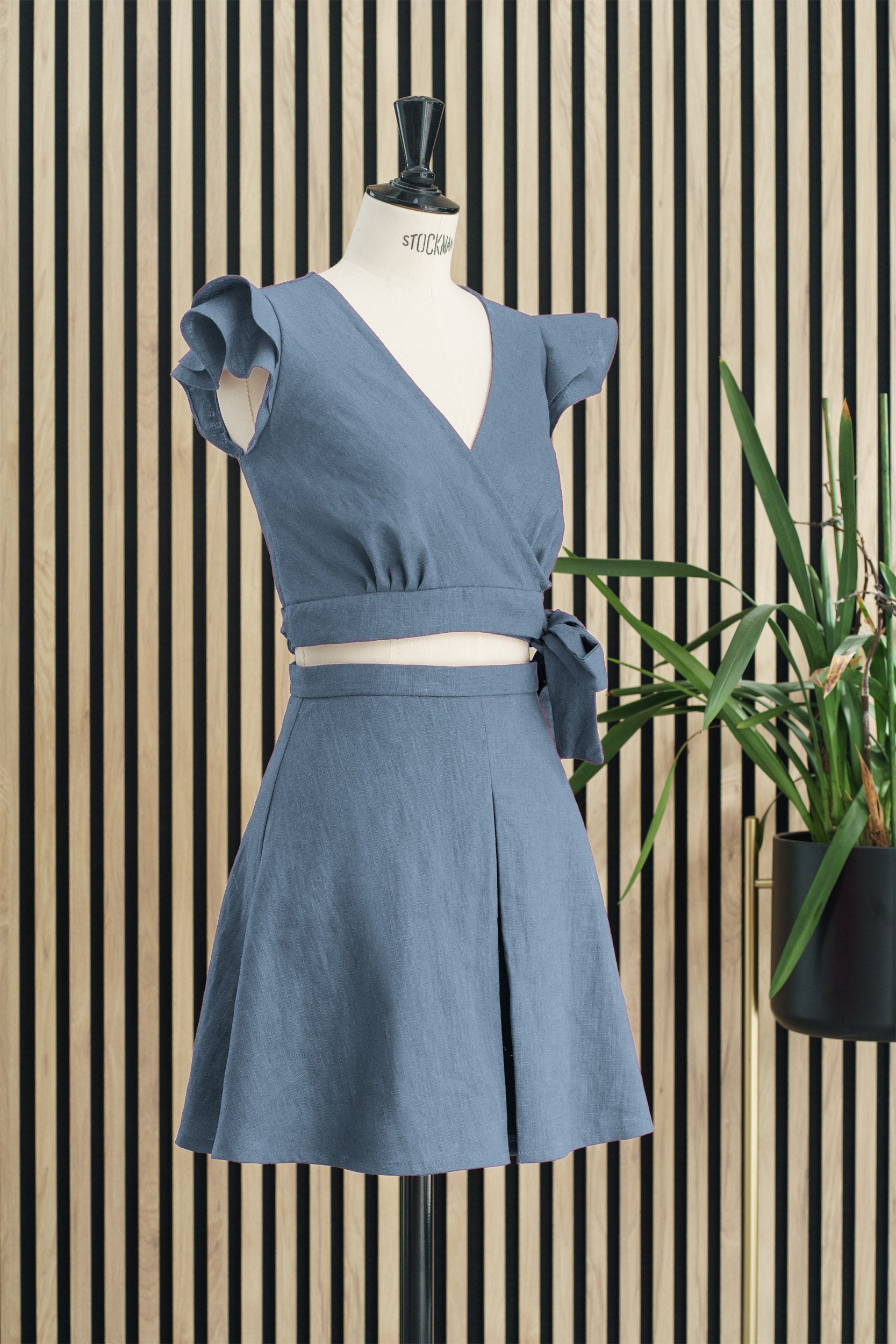 Matching Linen Set in Blue, Shadow Blue Skirt and Top, Soft Linen Set ...