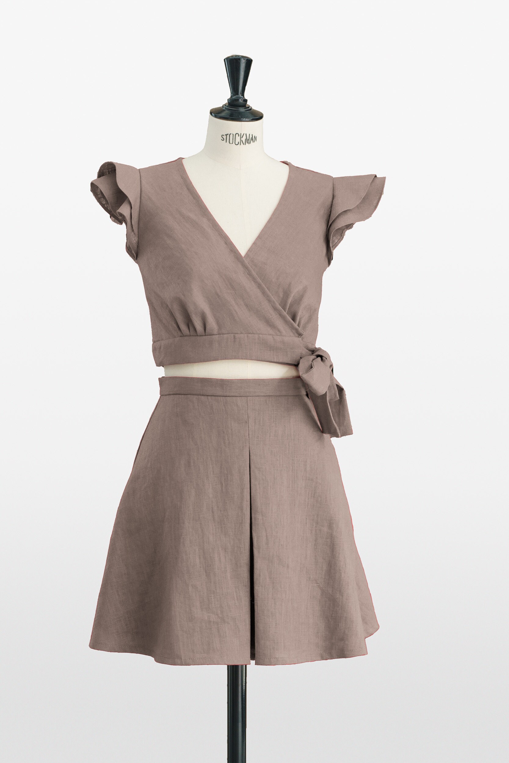 Sand Linen Skirt Set, Ruffle Top, Handmade Two Piece Outfit - Etsy