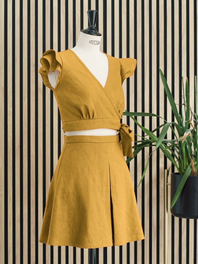 Linen Two Piece Set, Organic & Natural Linen Matching Evening Set for ...