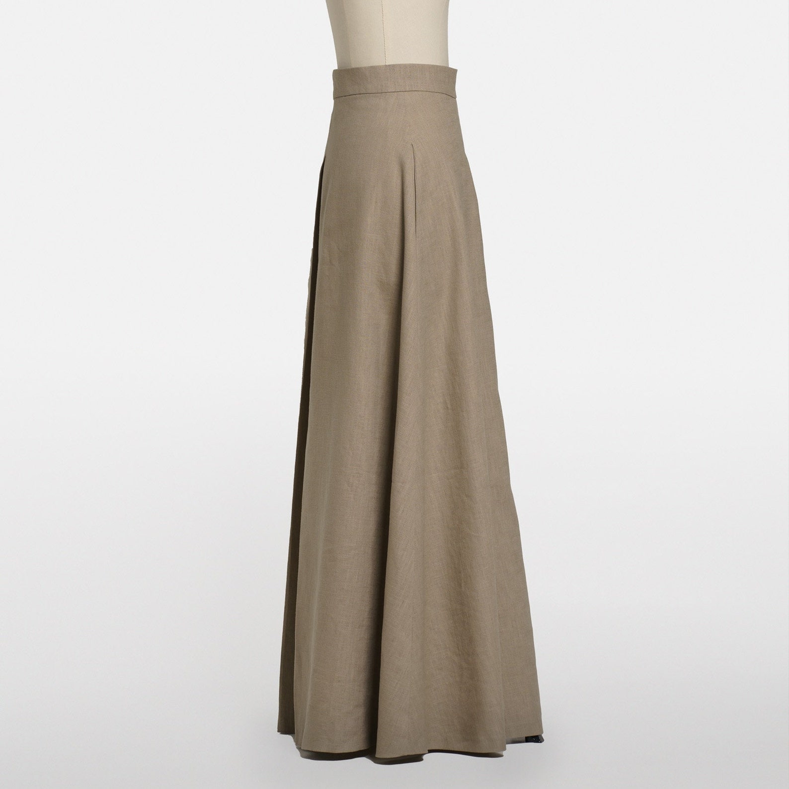 Long Skirt in Sand Color, Women's Linen Skirt With Pockets, Flattering ...