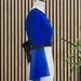 Vibrant Royal Blue Flared Sheer Sleeve Blouse With Contrast Tie-back ...