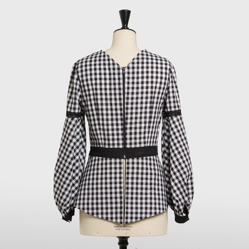 Black and White Checkered Blouse - Etsy