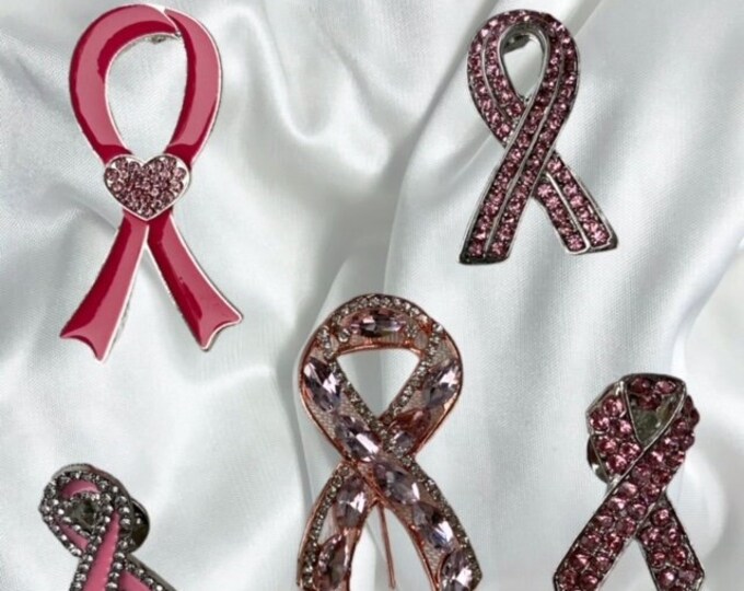 Breast Cancer Awareness Pins ( 5 Pcs), Pink Ribbon Pins, Fight Cancer ...