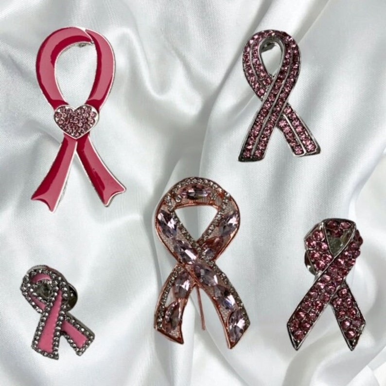 Breast Cancer Awareness Pins 5 Pcs, Pink Ribbon Pins, Fight Cancer ...