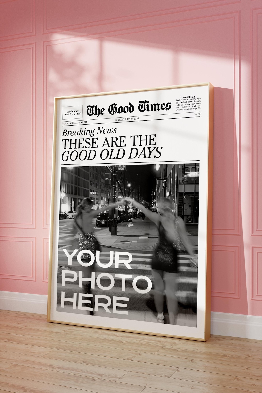 Custom Newspaper Print, Good Old Days Personalized Newsprint Poster ...
