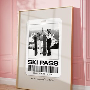 Custom Ski Pass Print, Customizable Photo and Text Poster, Personalized ...