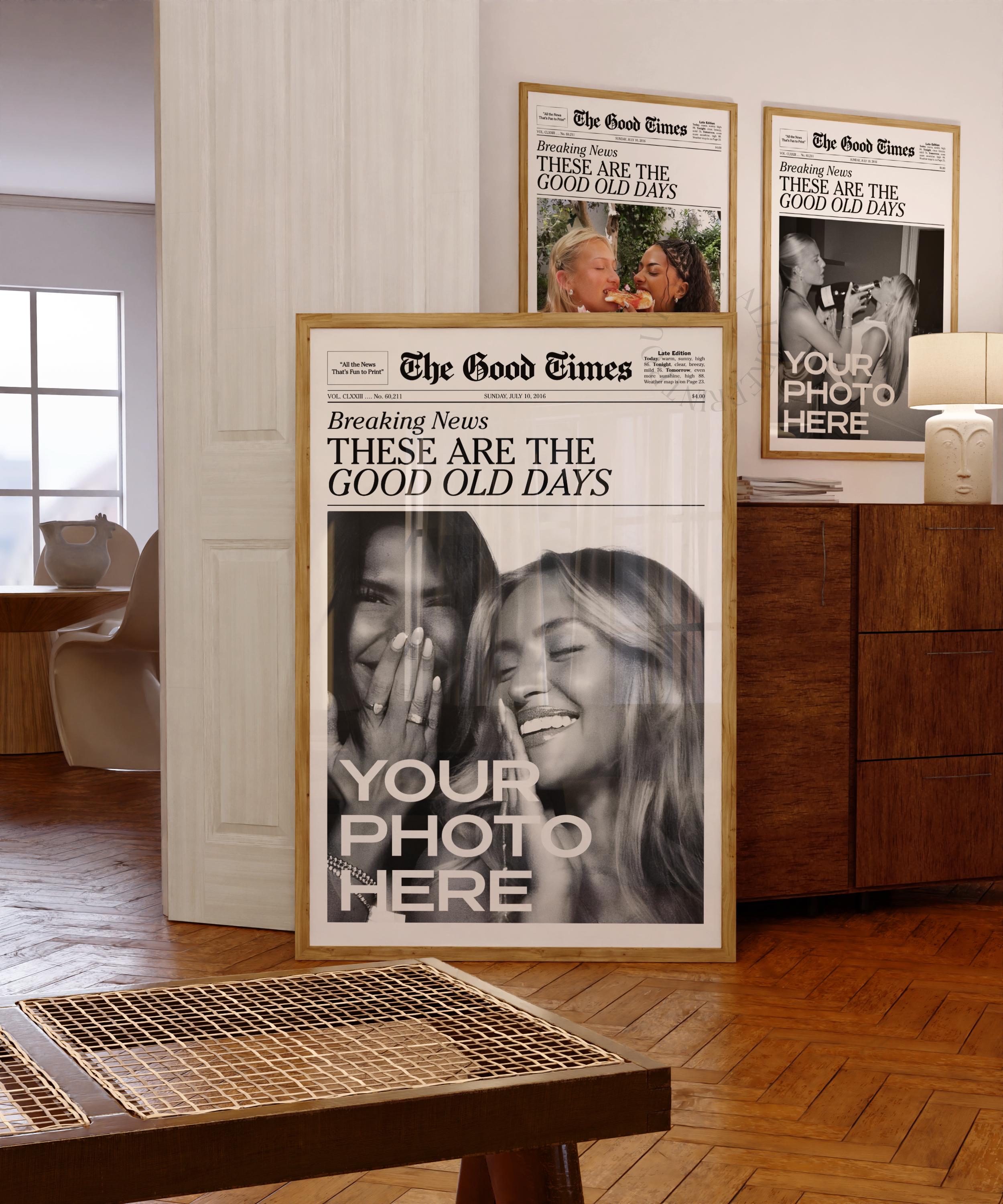 Custom Newspaper Print, Good Old Days Poster, Personalized Newsprint ...