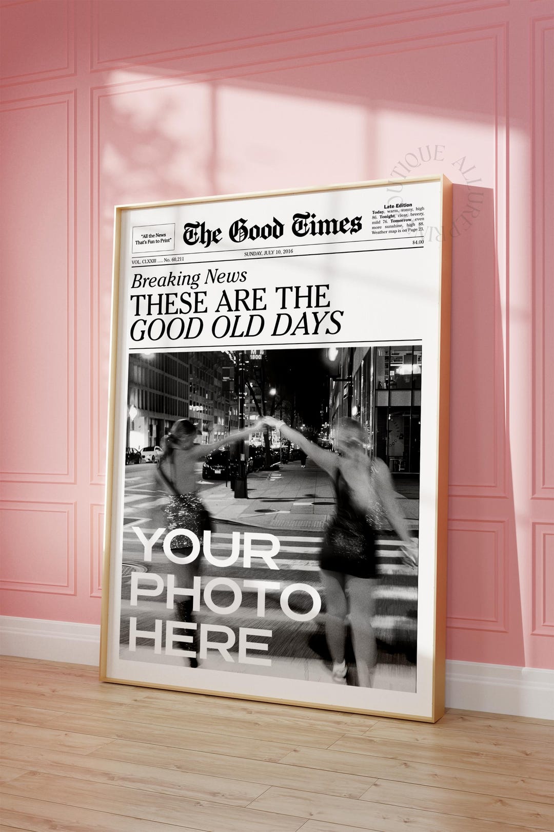 Custom Newspaper Print, Good Old Days Personalized Newsprint Poster ...