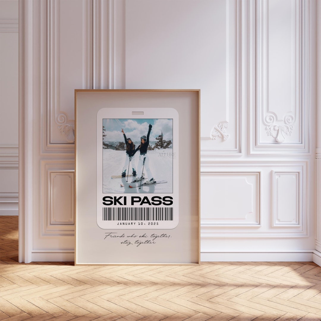 Custom Ski Pass Print, Customizable Photo and Text Poster, Personalized ...