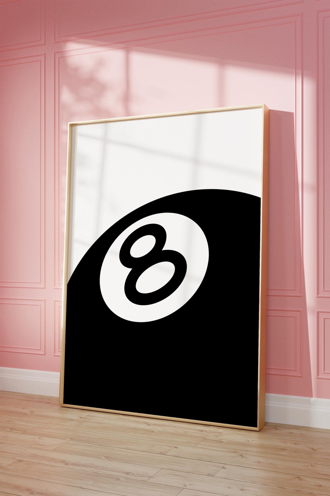 Retro 8 Ball Print, Hand Drawn Eight Ball Poster, Vintage Pool Ball ...